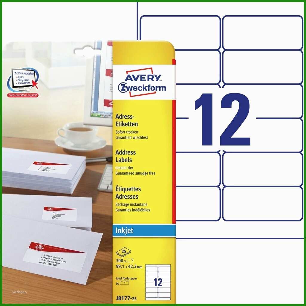 Etiketten Vorlage Avery Zweckform 3427 - Kostenlose Vorlagen Zum ...