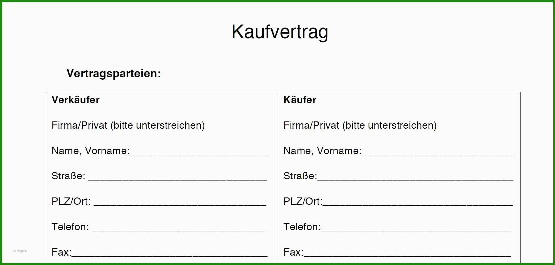 Vorlage Kaufvertrag Kche