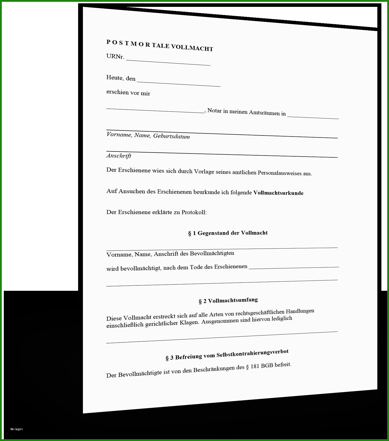 Vollmacht Muster Allgemein - Kostenlose Vorlagen Zum Download ...
